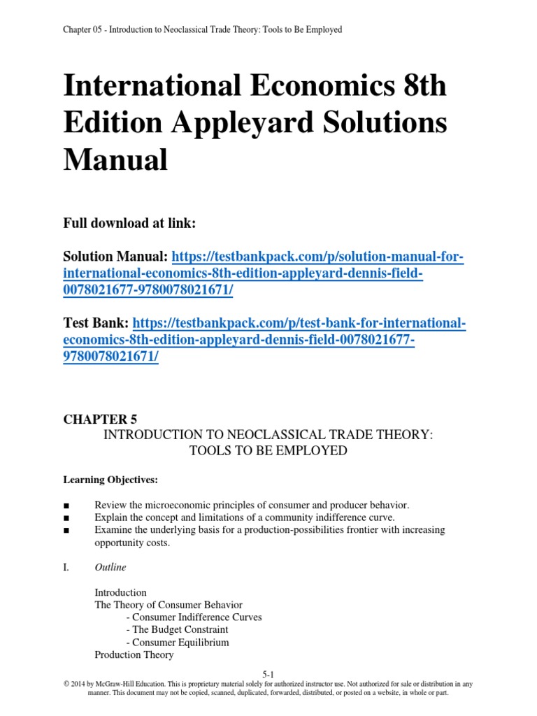 International Economics 8th Edition Appleyard Solutions Manual 1 | PDF ...