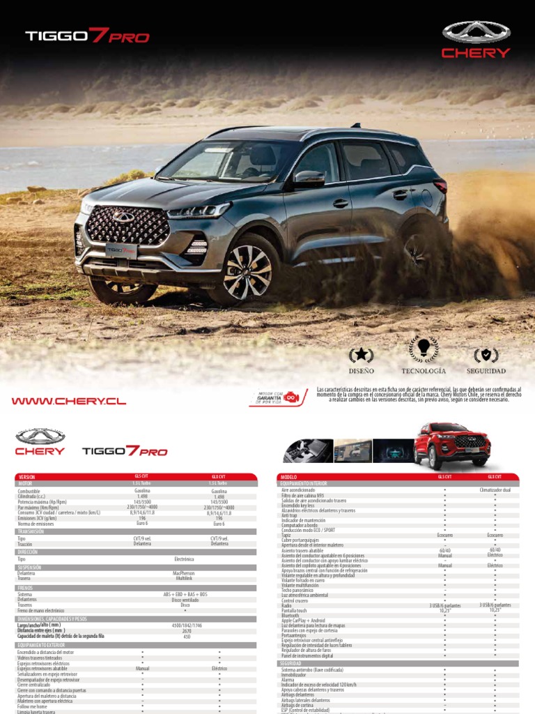 Ficha Tecnica Tiggo 7 PRO | PDF