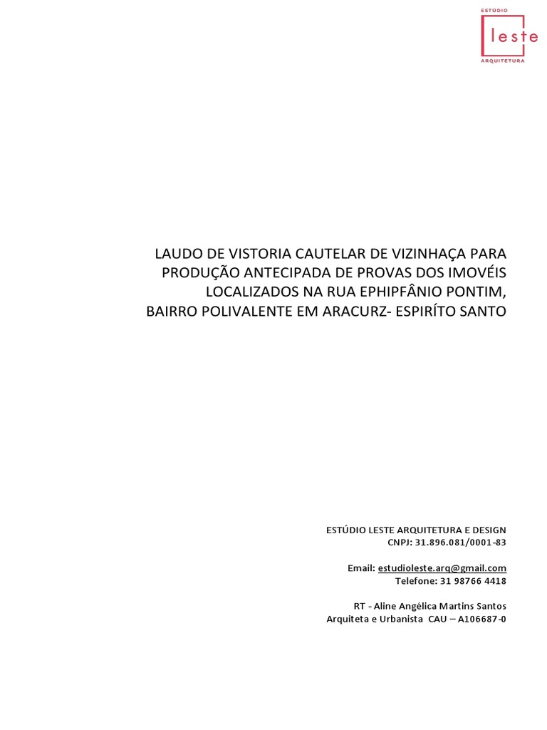Laudo de Vistoria Cautelar Rua Ephifanio Pontim Total | PDF | Engenharia