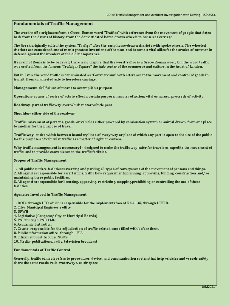 Fundamentals of Traffic Management | PDF