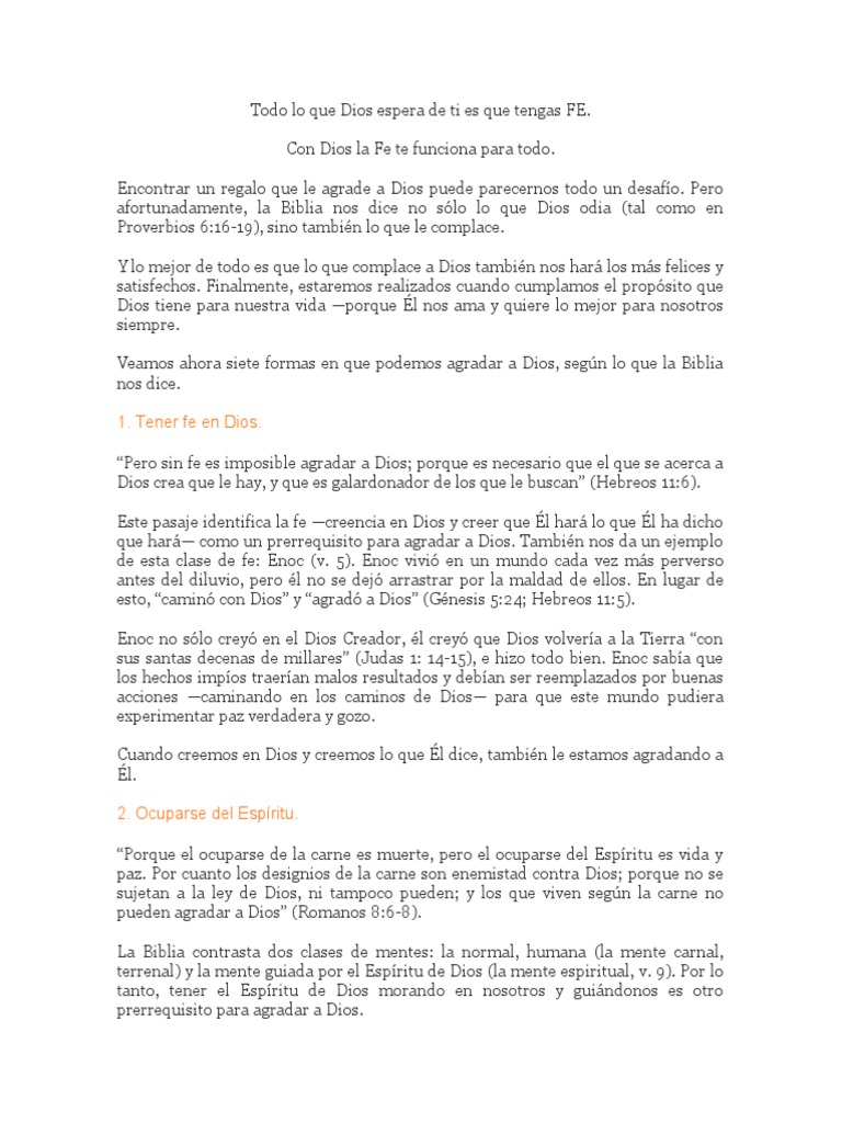 Todo Lo Que Dios Espera de Ti Es Que Tengas FE | PDF