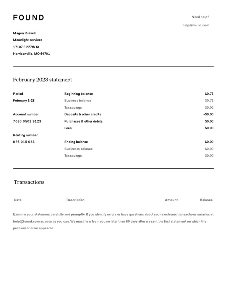 Found Bank Statement Feb | PDF