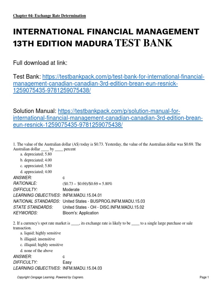 International Financial Management 13th Edition Madura Test Bank 1 | PDF