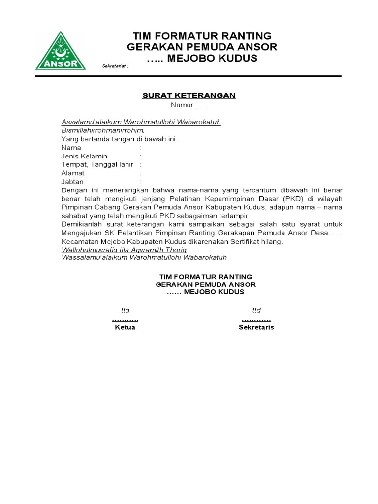 Surat Keterangan | PDF | Olahraga & Rekreasi