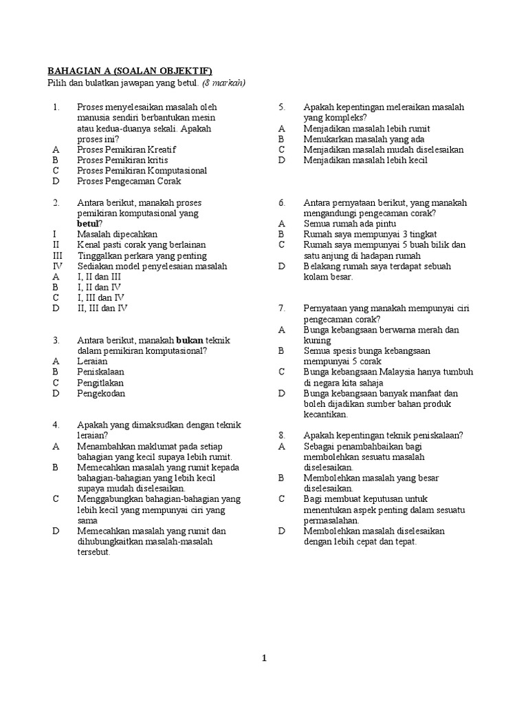 Ujian 1 ASK T1 2023 | PDF