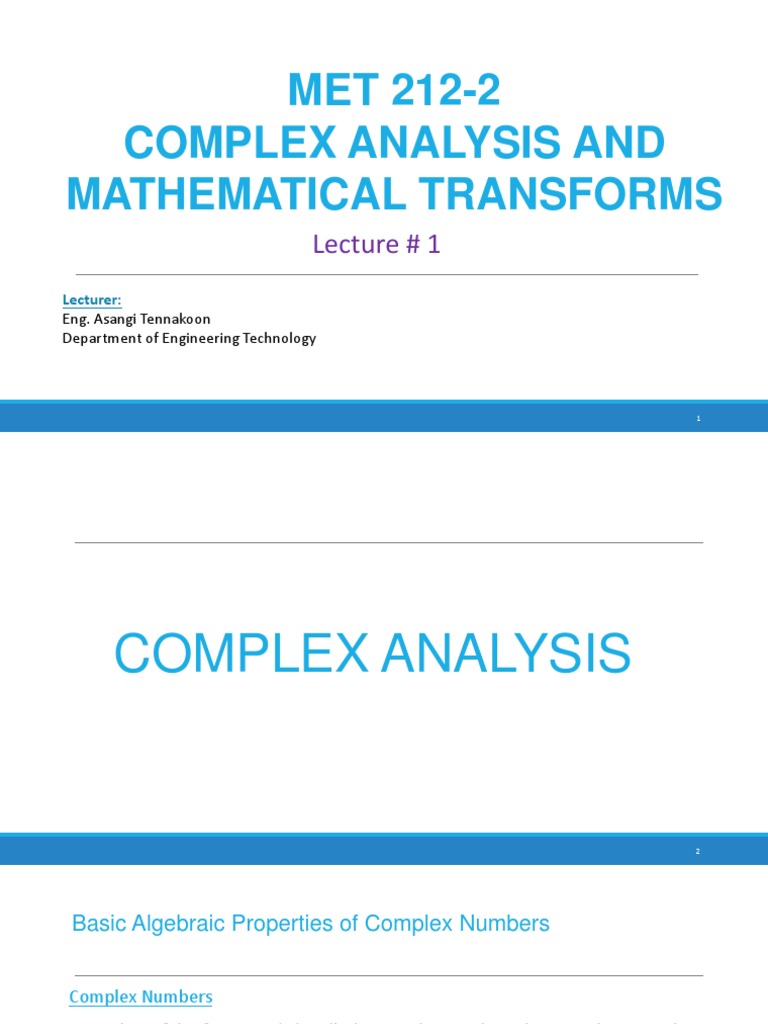 Complex Analysis: Properties & Operations | PDF