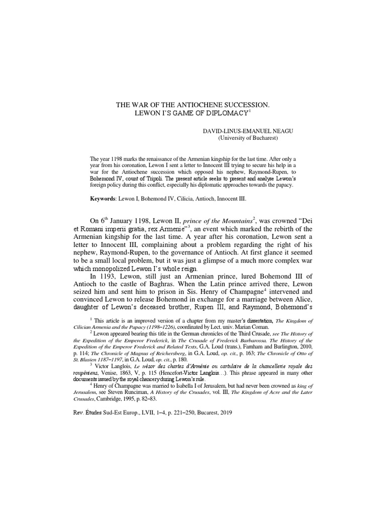 The War of The Antiochene Succession Lew | PDF | Antioch | Crusades