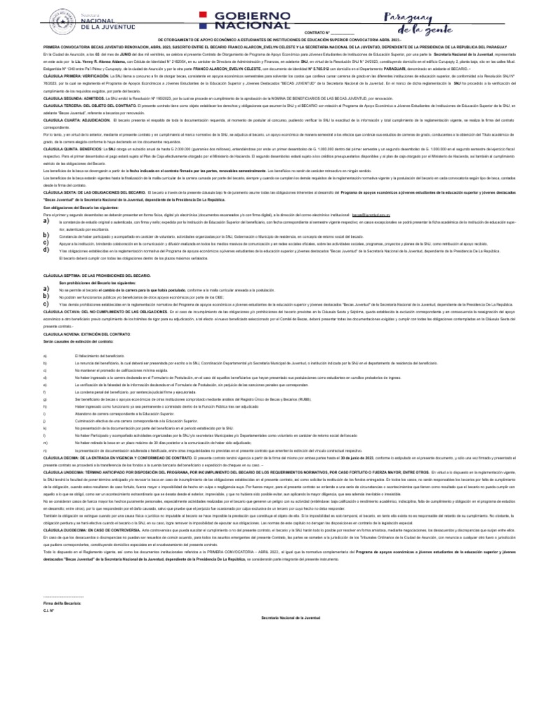 Contrato Becas Renovacion 2023 | PDF | Jurisdicción