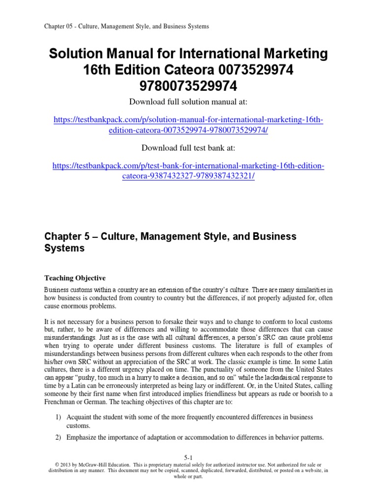International Marketing 16th Edition Cateora Solutions Manual 1 | PDF ... International Marketing 16th Edition Cateora Solutions Manual 1 | PDF ...