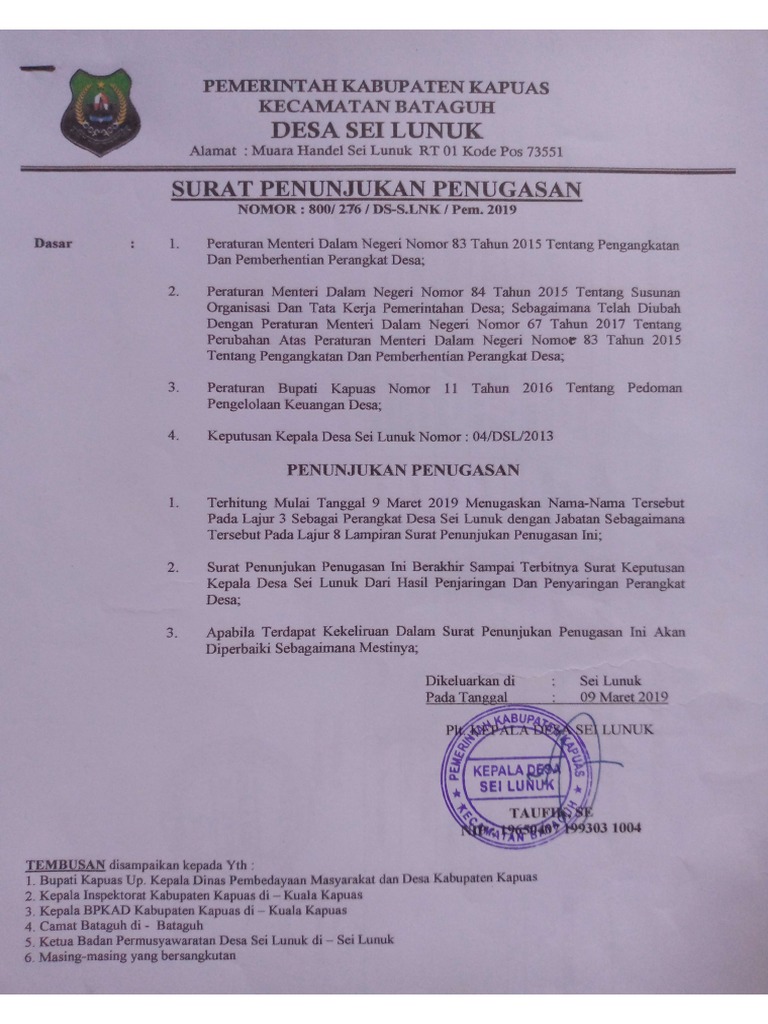 Contoh SK PERANGKAT TAHUN 2019 | PDF