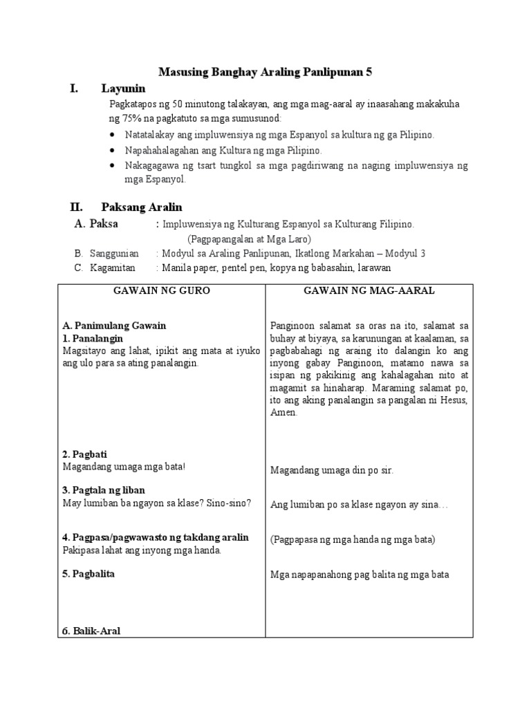 Masusing Banghay Araling Panlipunan 2 | PDF