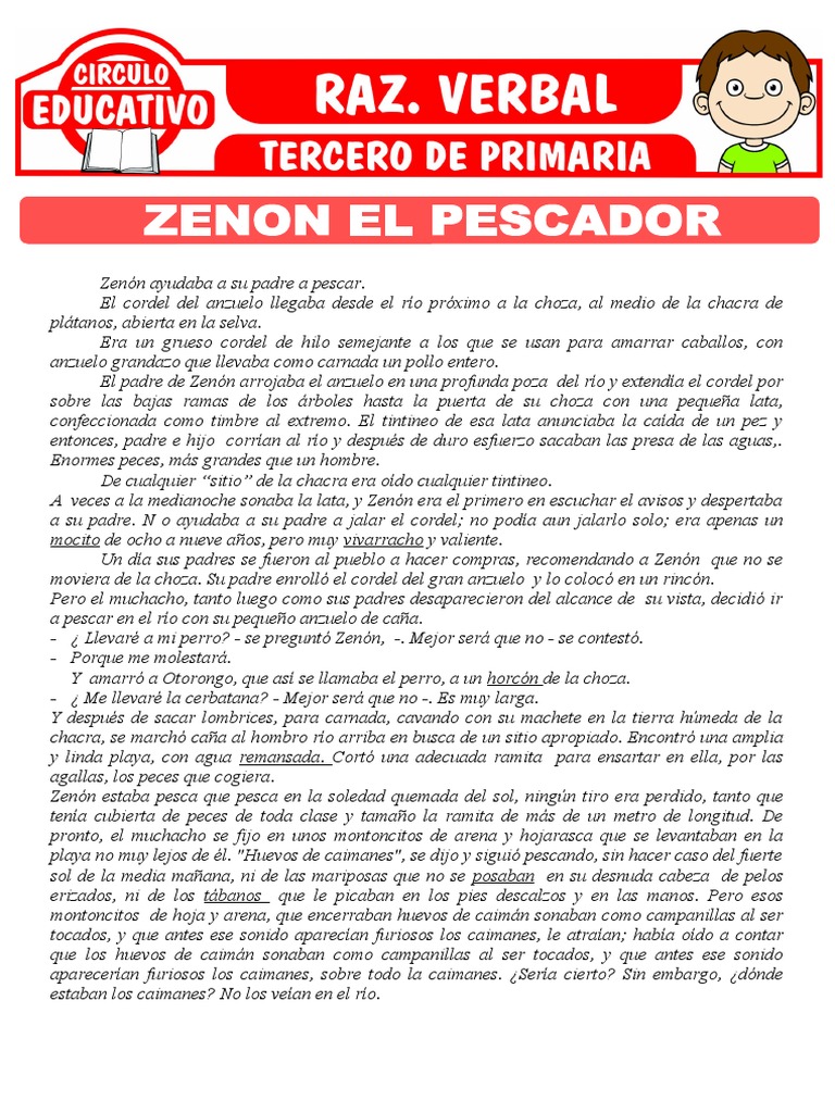 Lectura Sobre Zenon El Pescador para Tercero de Primaria | PDF