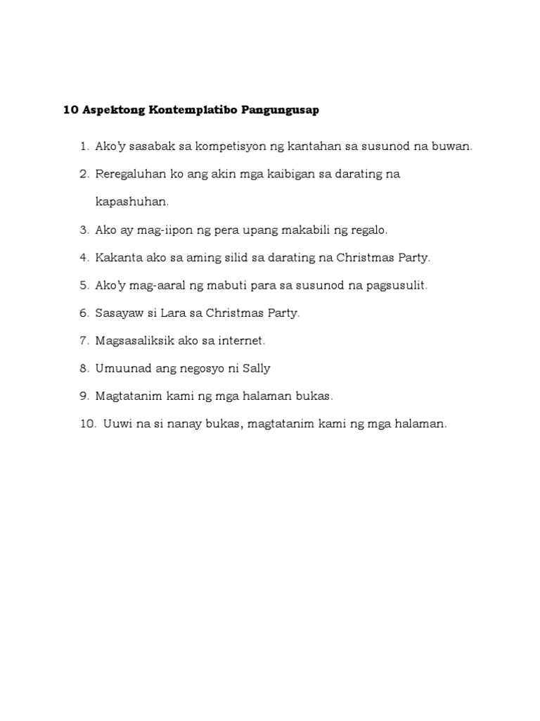 10 Kontemplatibo Pangungusap | PDF