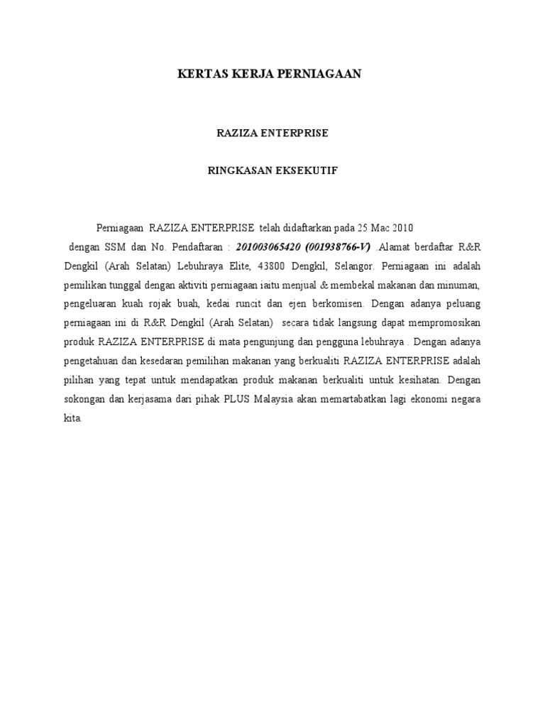 Kertas Kerja Perniagaan | PDF