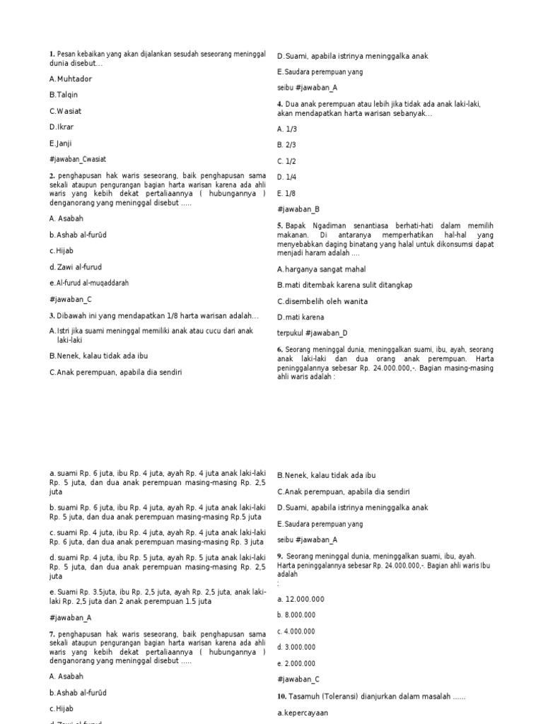 KUMPULAN SOAL SKB PAI 2020-Dikonversi | PDF