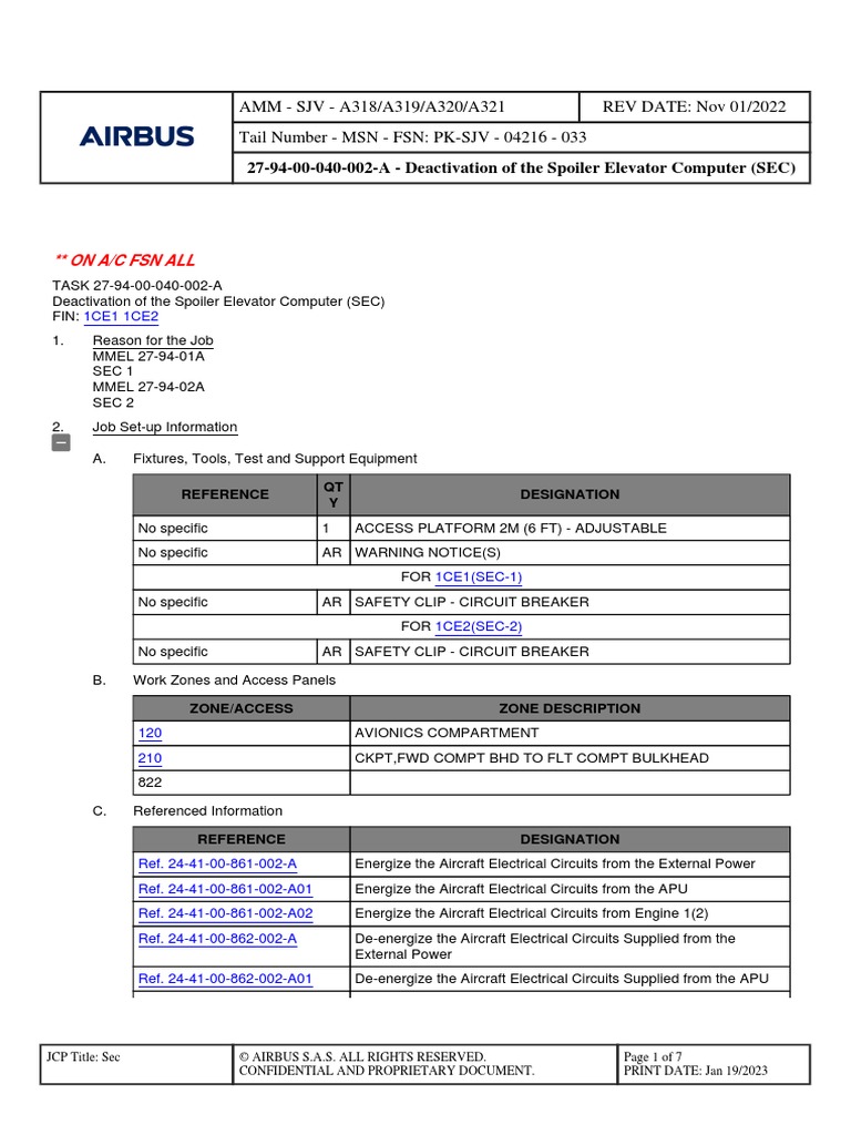 27-94-00-040-002-A - Deactivation of The Spoiler Elevator Computer (SEC ...