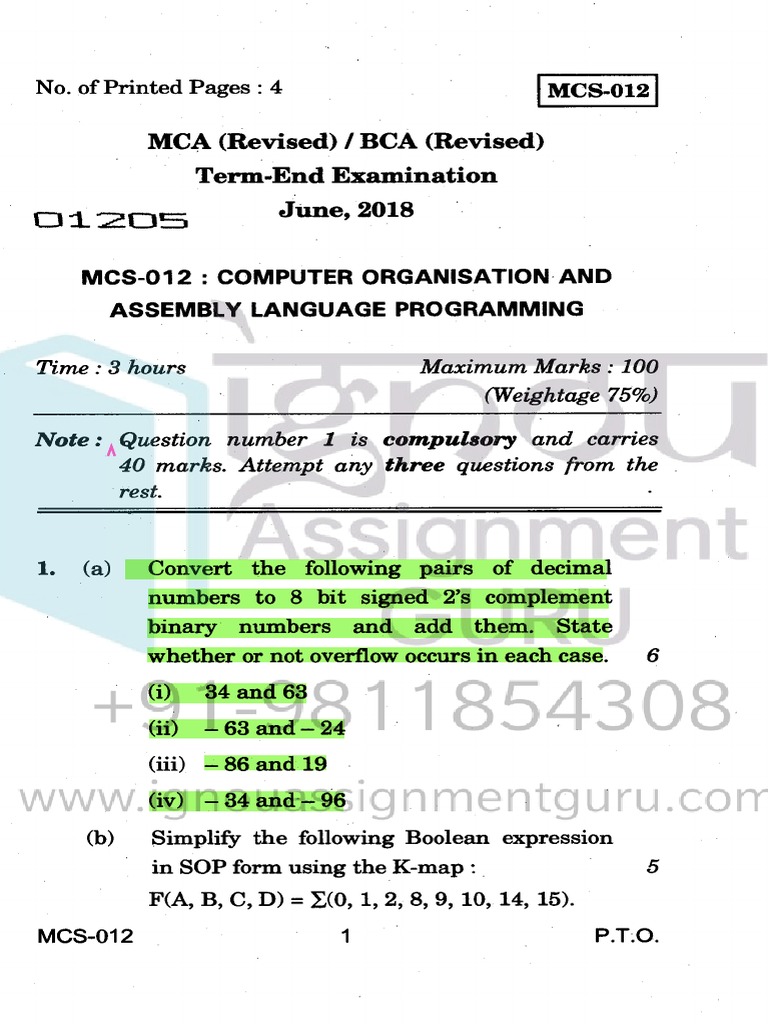 MCS-012 Last 10 Year Q Paper | PDF