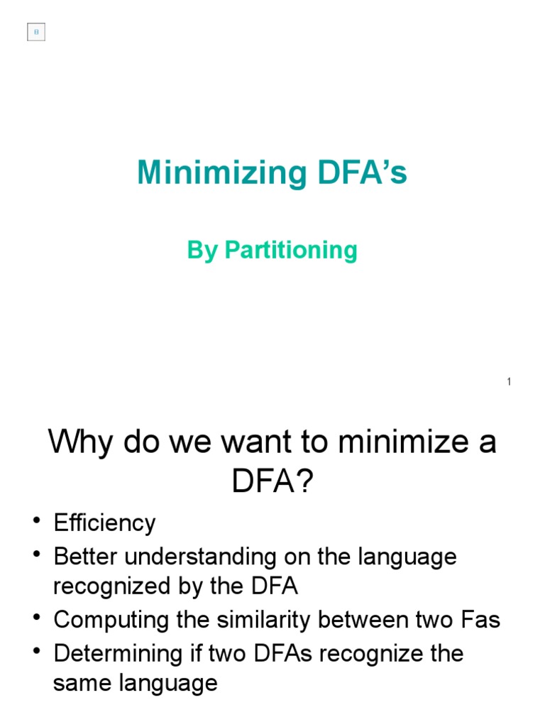 Lesson 09 Minimization of DFA | PDF