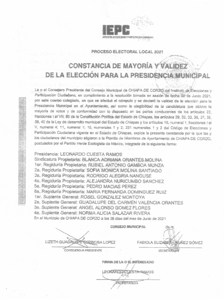 Constancia de Mayoria 2021-2024 | PDF