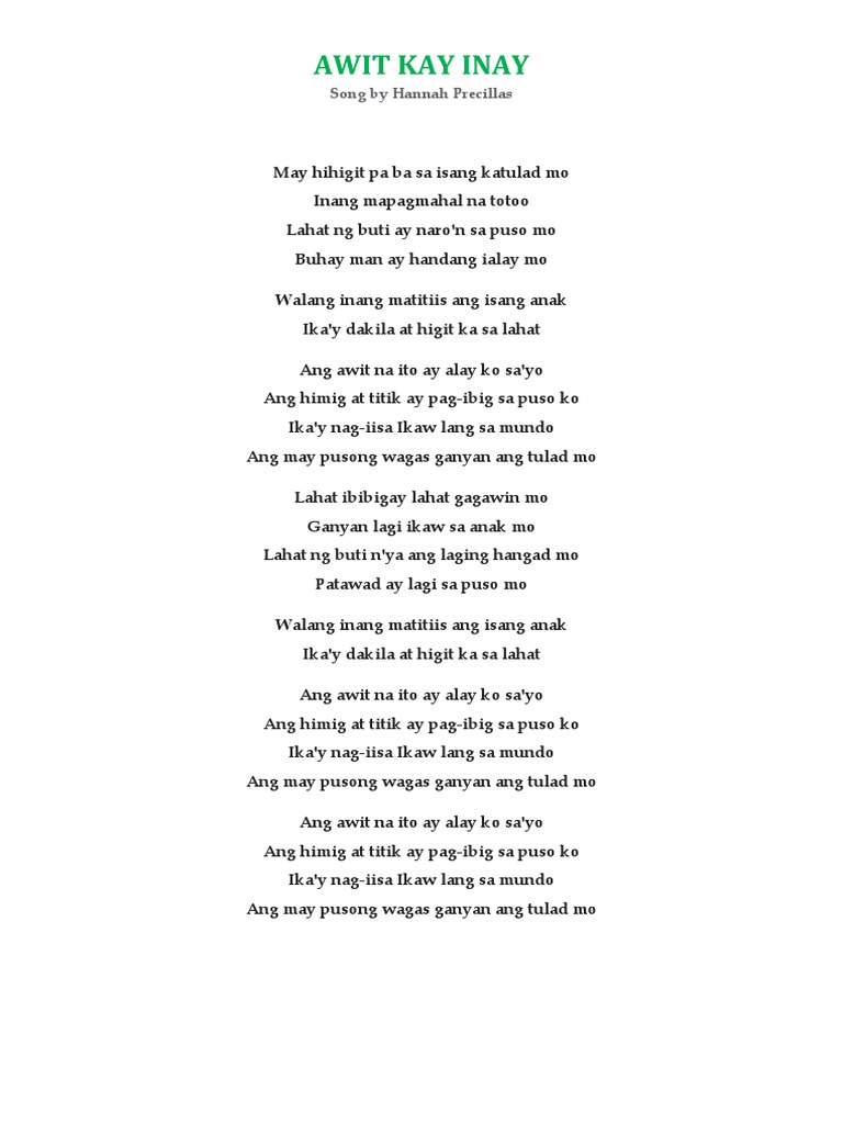 Awit Kay Inay | PDF
