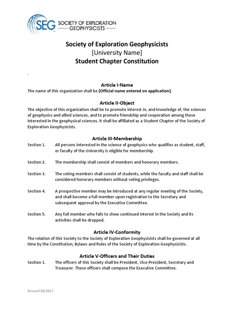 Sample Constitution 2017 | PDF | Presidents Of The United States ...