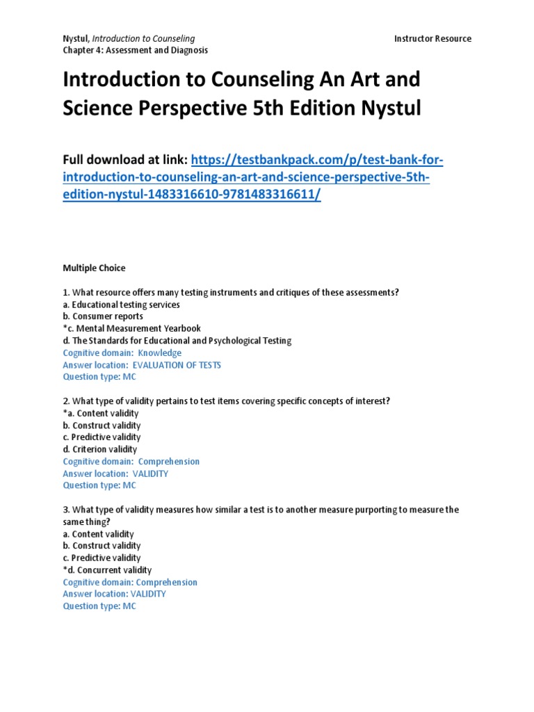 Introduction to Counseling an Art and Science Perspective 5th Edition ...