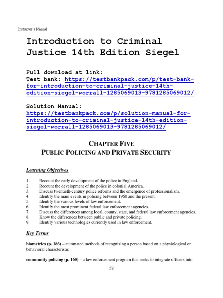 Introduction To Criminal Justice 14th Edition Siegel Solutions Manual 1 ...