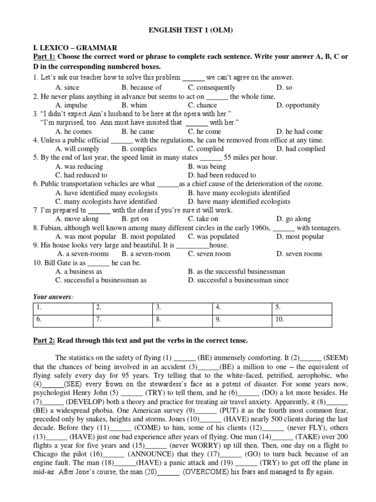 Practice Test Olm | PDF