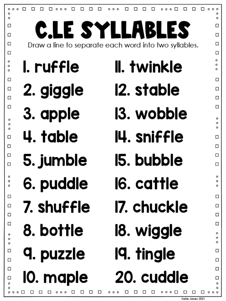 C.LE Syllable Activities | PDF