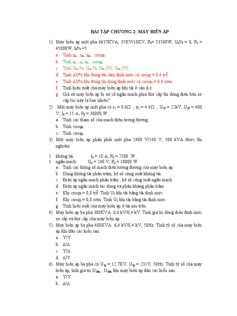 Bai Tap May Dien | PDF