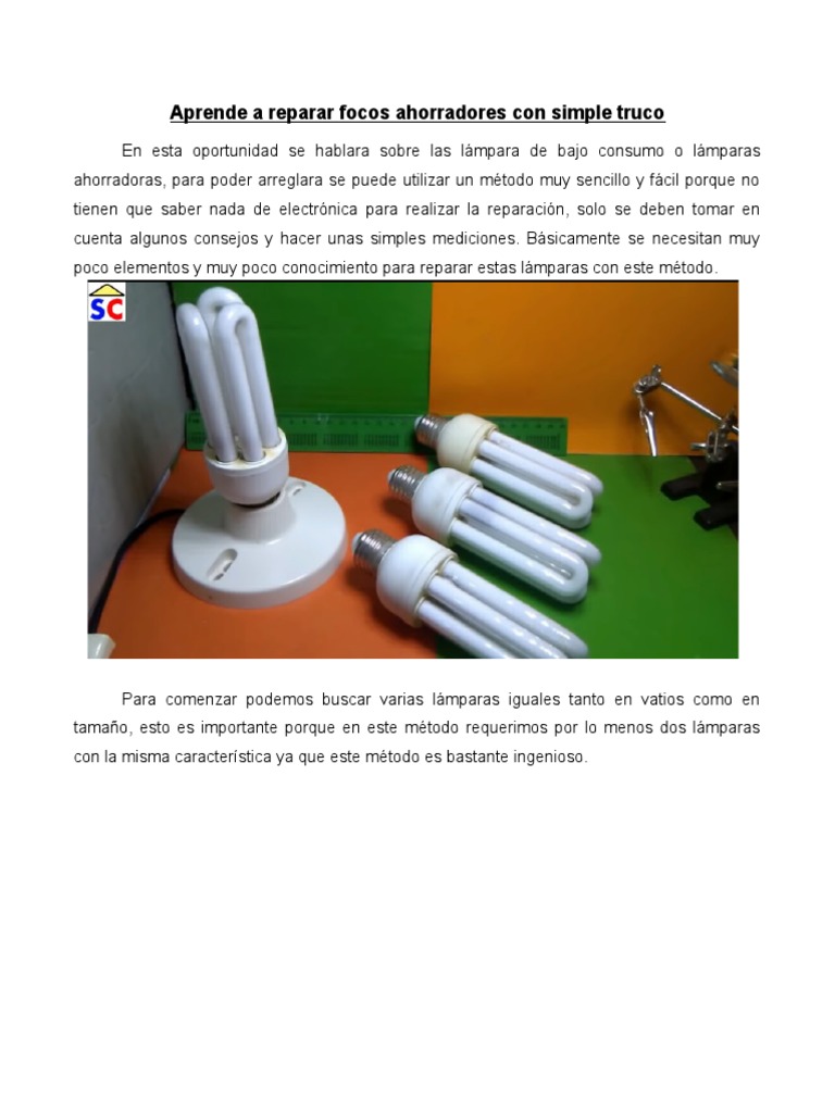 Repara focos ahorradores fácilmente | PDF | Electrónica