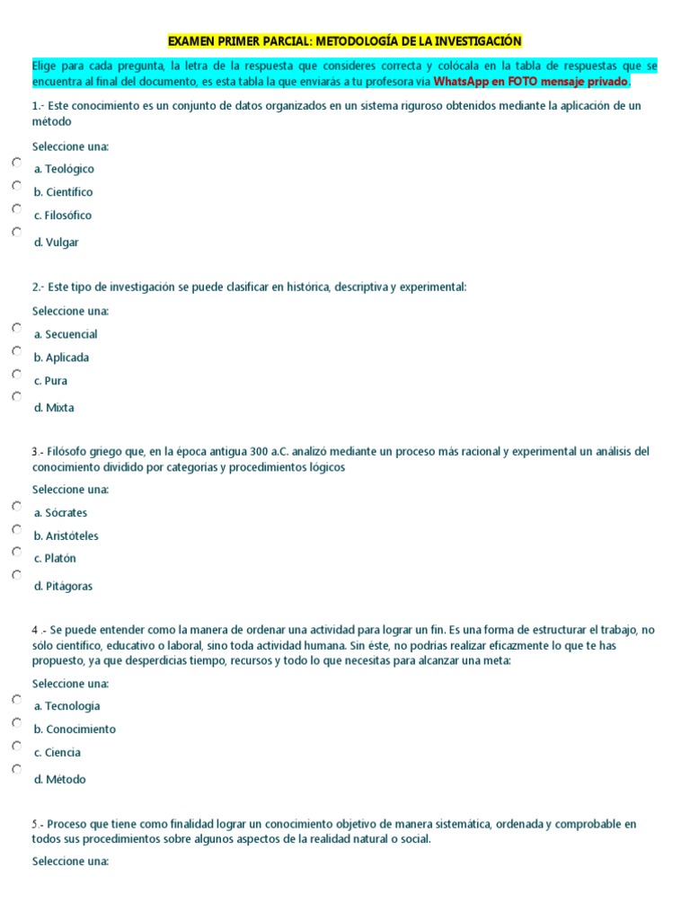 Examen METODOLOGIA DE LA INVESTIGACIÓN | PDF