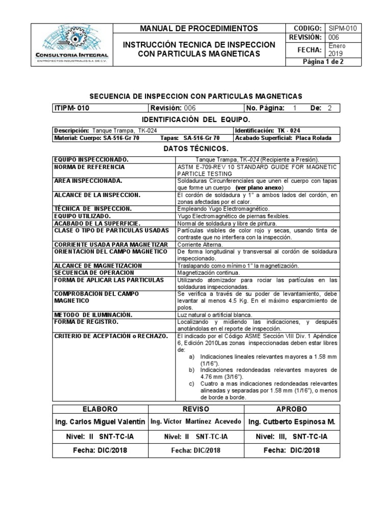 Instruccion Tecnica P.M. ENE 2019 | PDF
