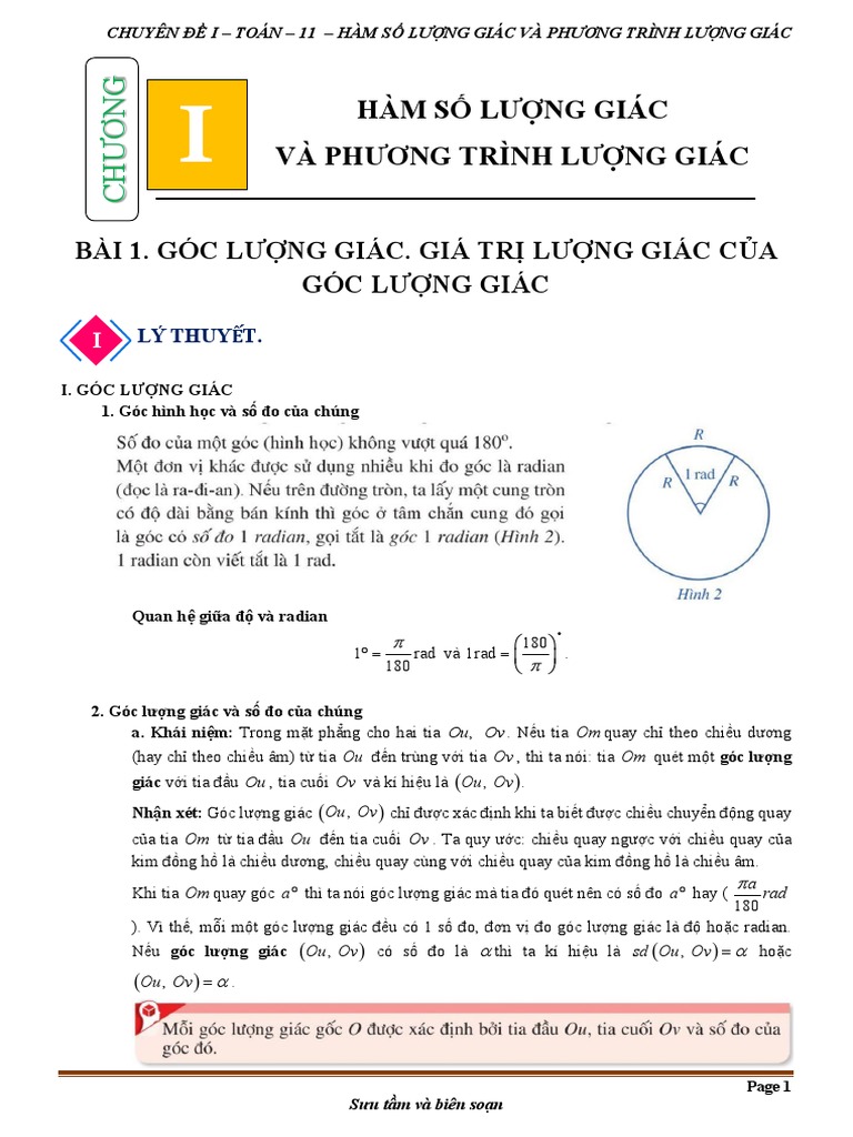 Chuyen de Ham So Luong Giac Va Phuong Trinh Luong Giac Toan 11 Canh Dieu | PDF