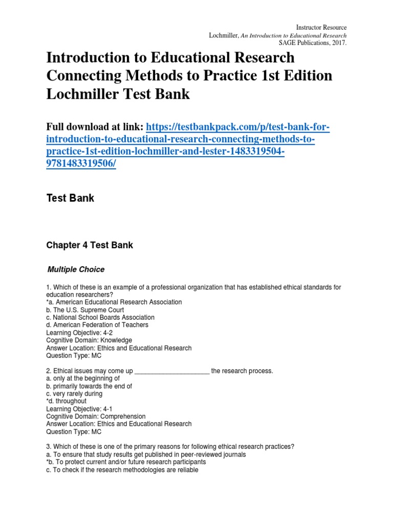Introduction To Educational Research Connecting Methods To Practice 1st ...