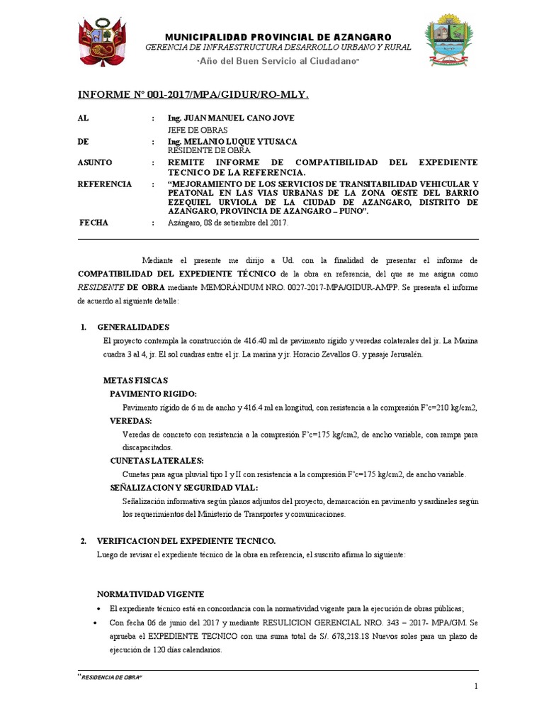 INFORME 01 COMPATIBILIDAD | PDF | Presupuesto | Topografía