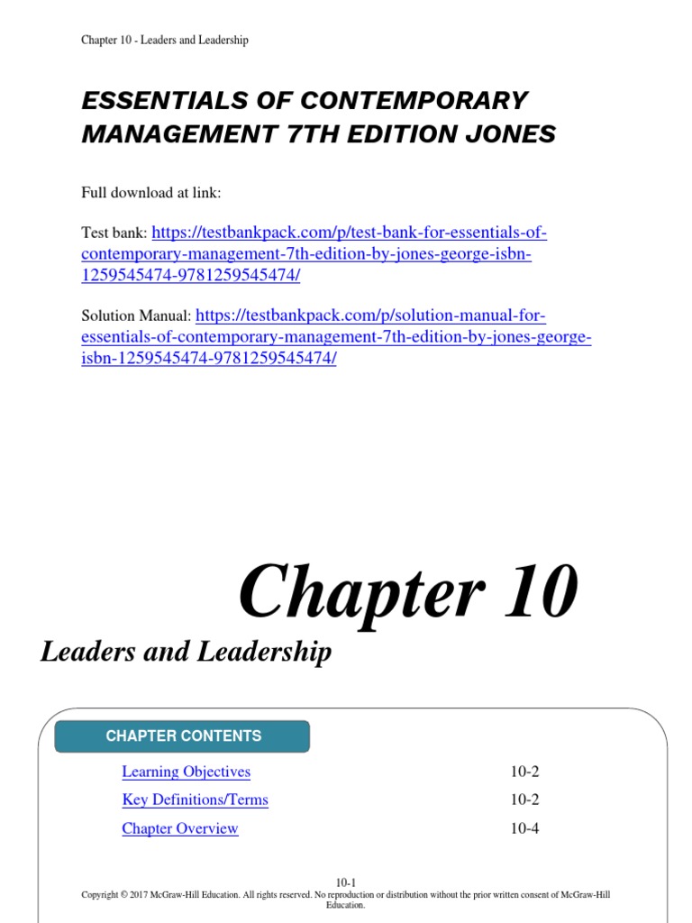 Essentials of Contemporary Management 7th Edition Jones Solutions ...