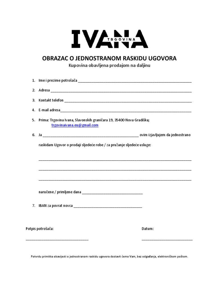 Trgovinaivana Obrazac | PDF