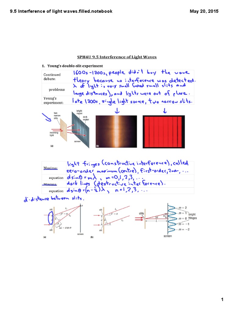 9.5 Interference of Light Waves - Filled | PDF