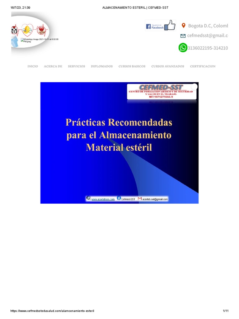 Almacenamiento Esteril _ Cefmed-sst | PDF