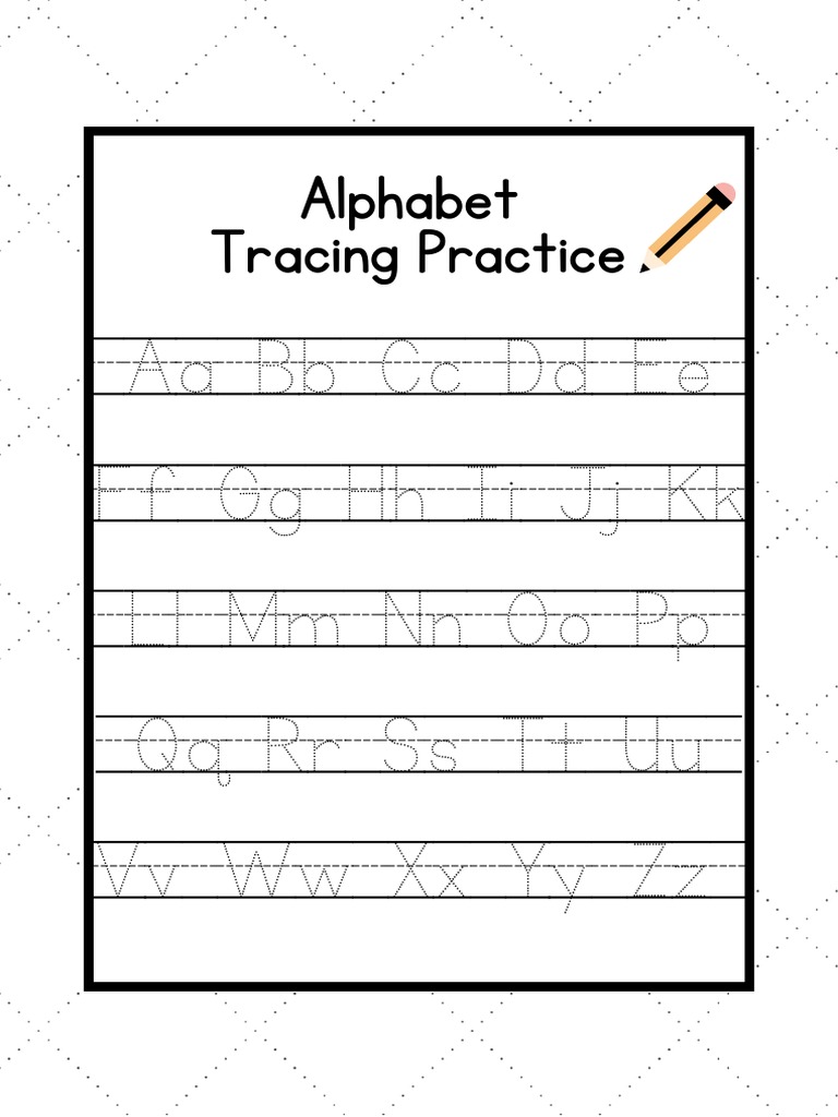 Black & White Alphabet Tracing Worksheet | PDF