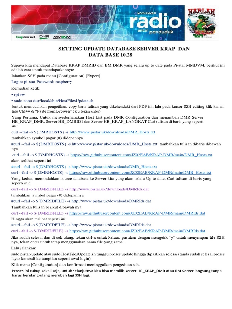 Setting Update Host Dan Id DMR Krap | PDF