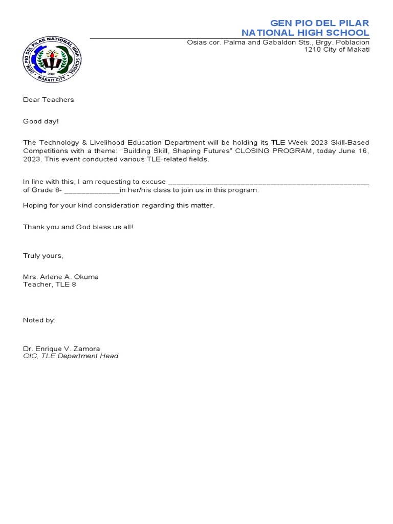 Program Matrix - TLE Week | PDF