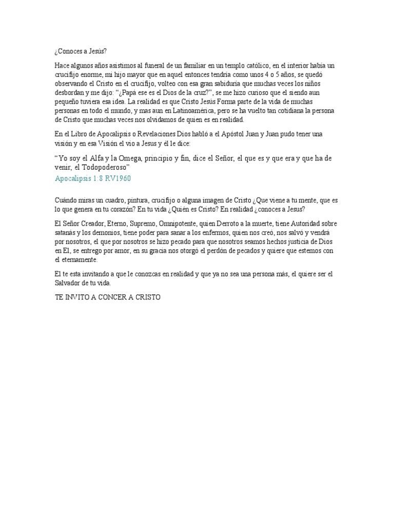 Conoces A Jesús | PDF