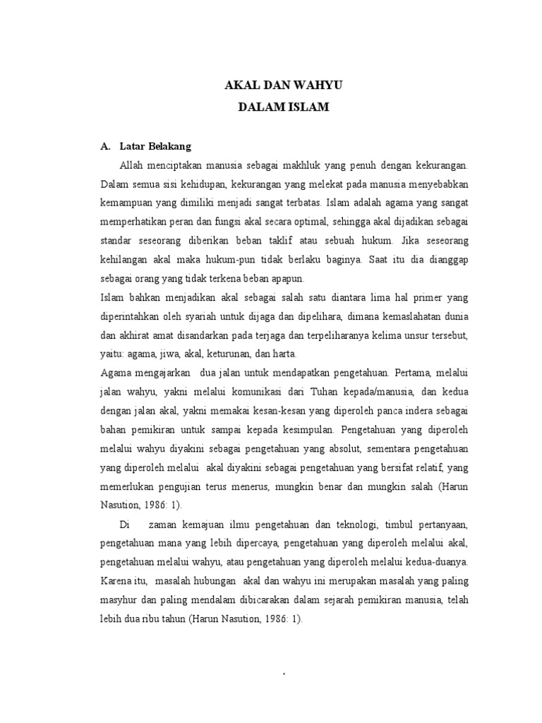 Akal dan Wahyu dalam Pemikiran Islam | PDF