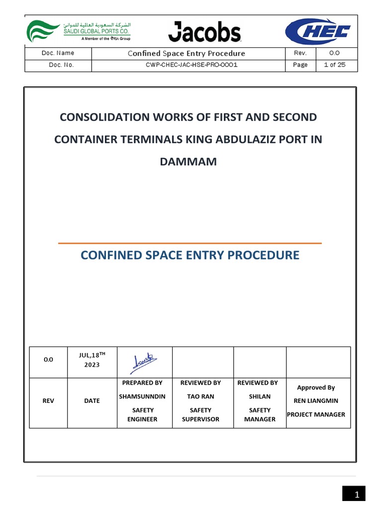 Confined Space Entry Safety Protocol | PDF | Ventilation (Architecture ...