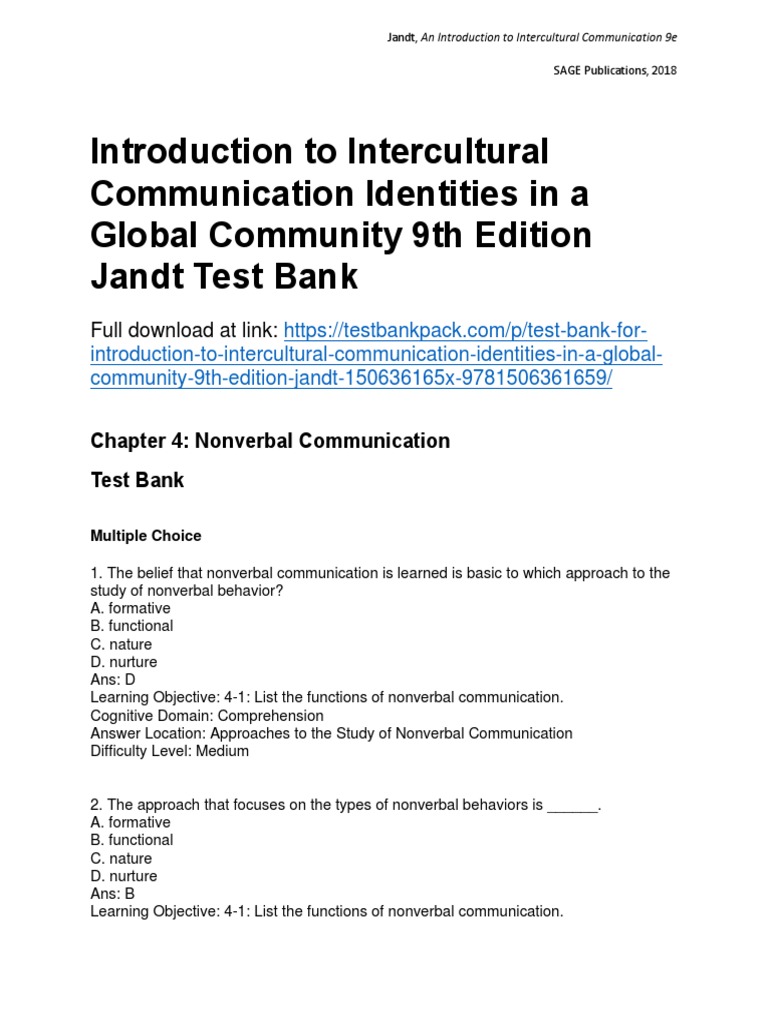 Introduction To Intercultural Communication Identities in A Global ...