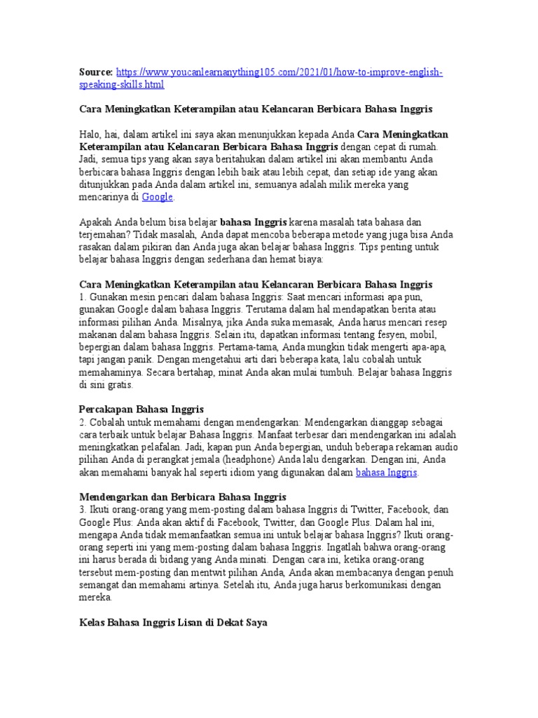 ID How To Improve English Speaking Skills PDF