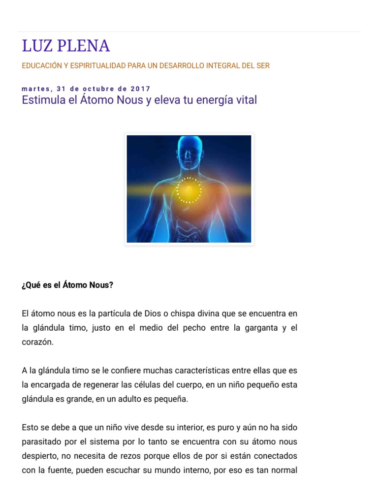 Estimula El Átomo Nous y Eleva Tu Energía Vital - LUZ PLENA | PDF