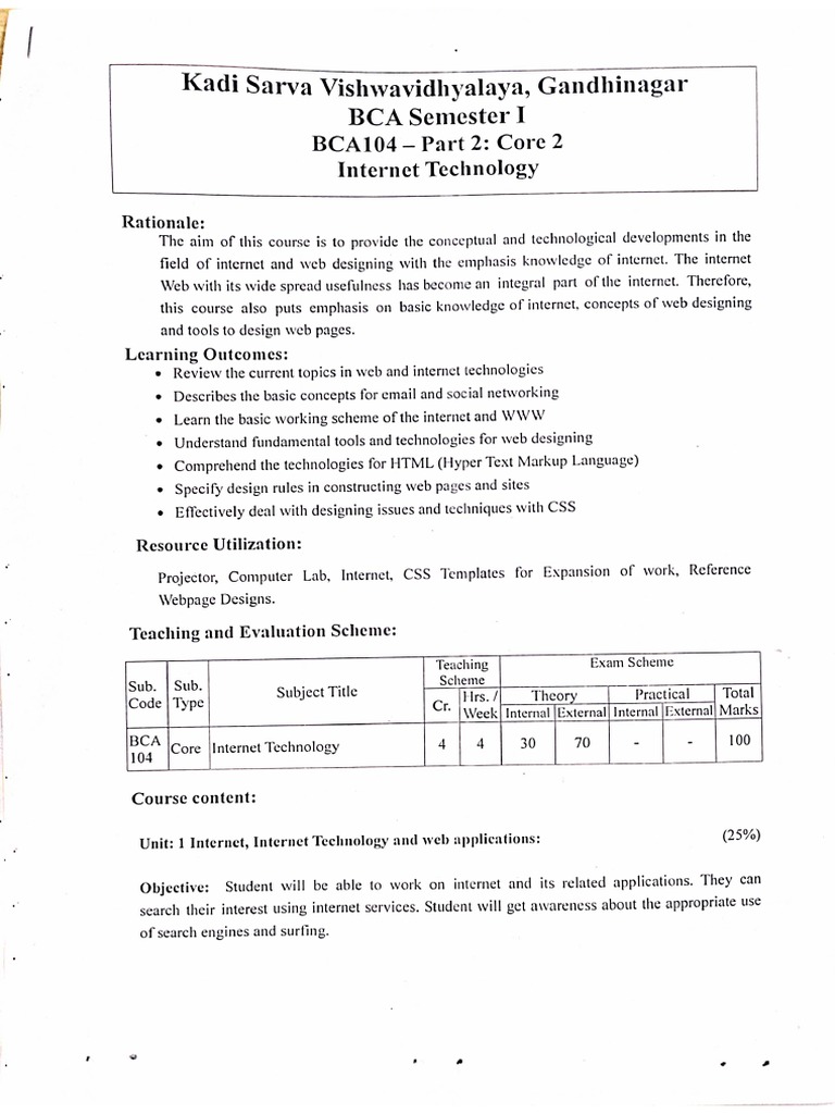 BCA SAM-1 (IT) Syllabus | PDF